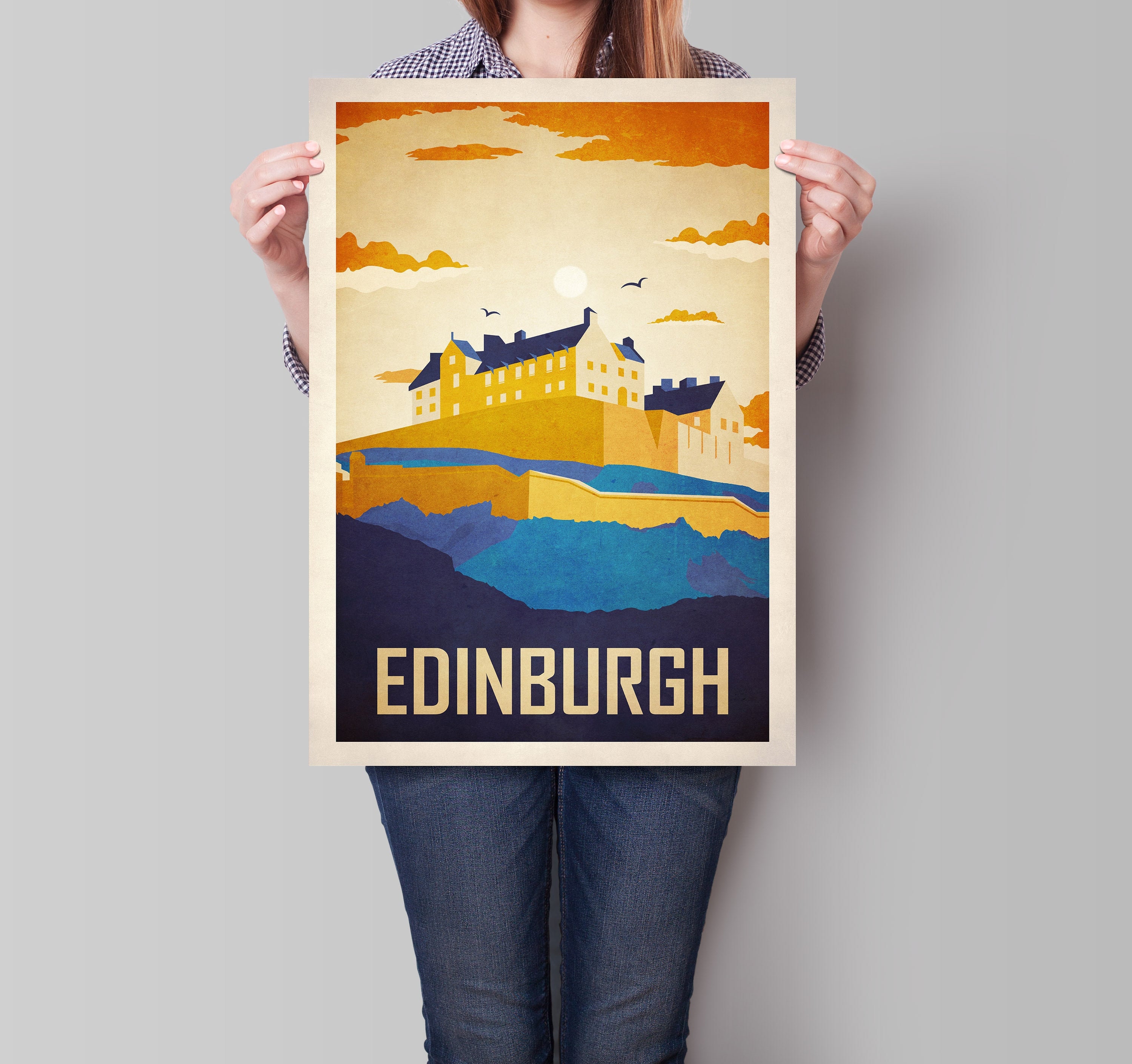 Edinburgh Castle Poster Illustrated Print of Edinburgh | Etsy UK