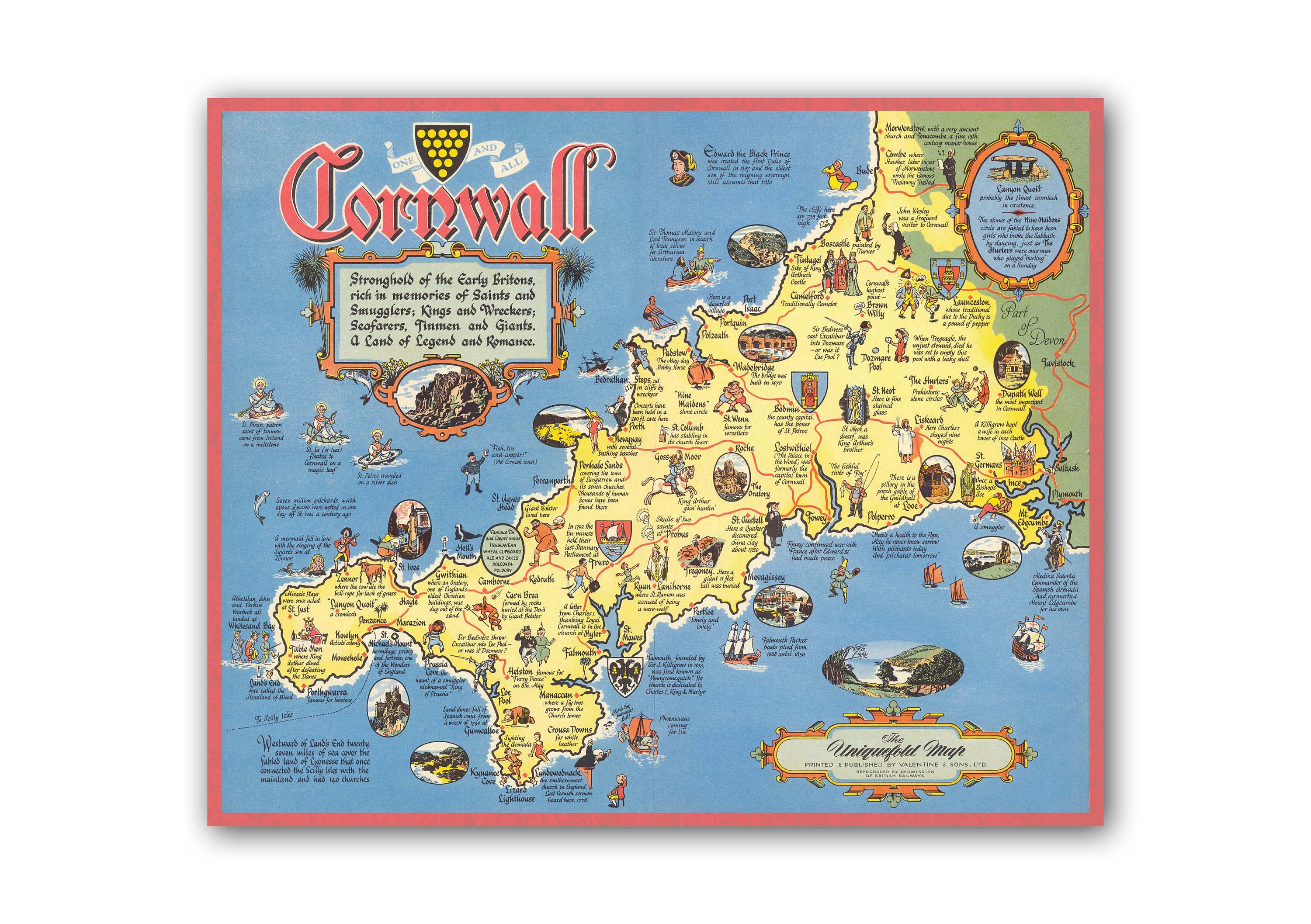Cornwall Stronghold of the Early Britons Pictorial Map - Etsy