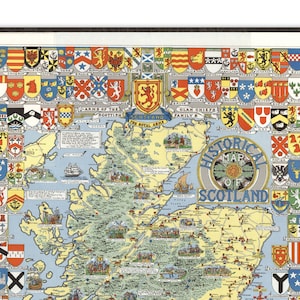 Historical Scotland Map Pictorial Scottish Map Large Map | Etsy UK