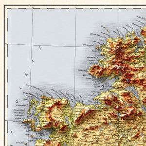 Ireland Map - Vintage 2D Shaded Relief Map - Irish Topographic Map ...