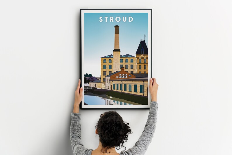 Stroud Print - Ebley Mill - Cotswold Canals - England Travel Poster ...