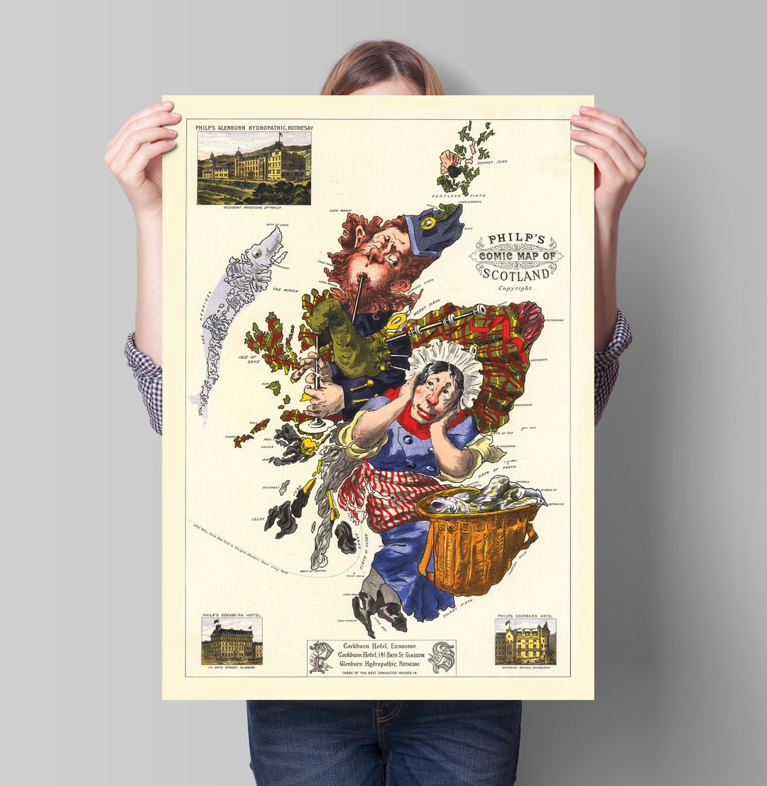 Comical Map of Scotland - Philp's Comic Map of Scotland - Bartholomew ...