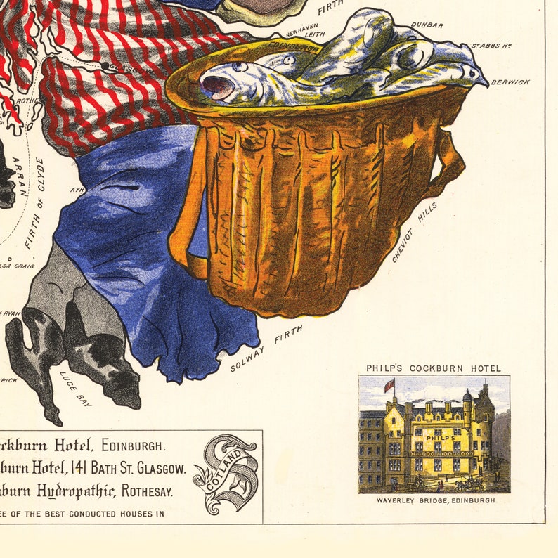 Comical Map of Scotland Philp's Comic Map of Scotland - Etsy