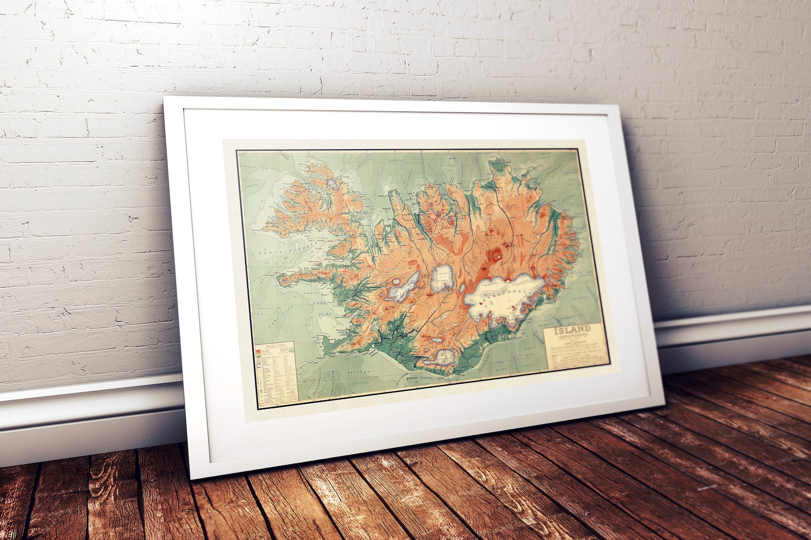 Old Map of Iceland - Topological Nordic Print - Reykjavik - Keflavik ...