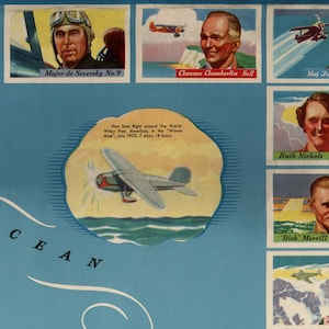 Vintage World Aviation Map "famous Flights and Air Routes of the World ...