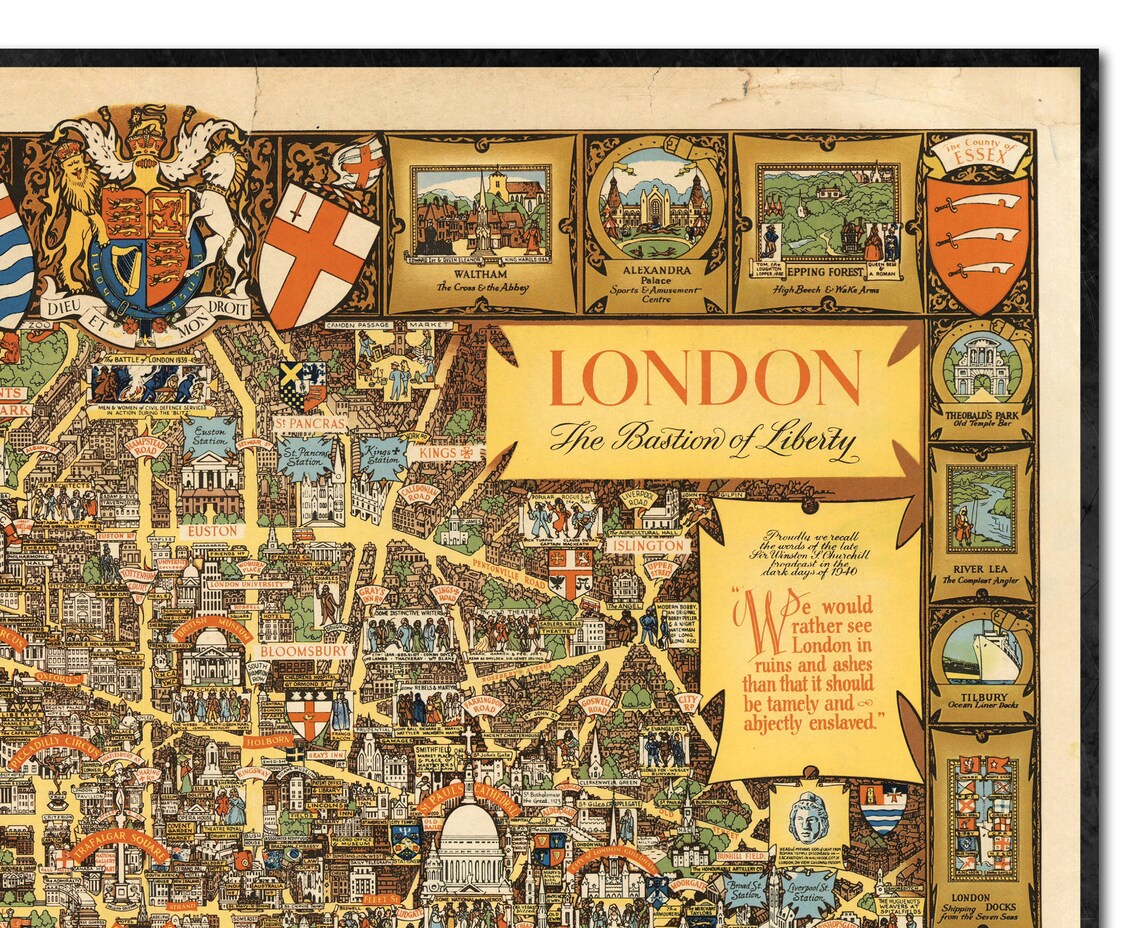 Vintage London Map the Bastion of Liberty 1946 24 X | Etsy