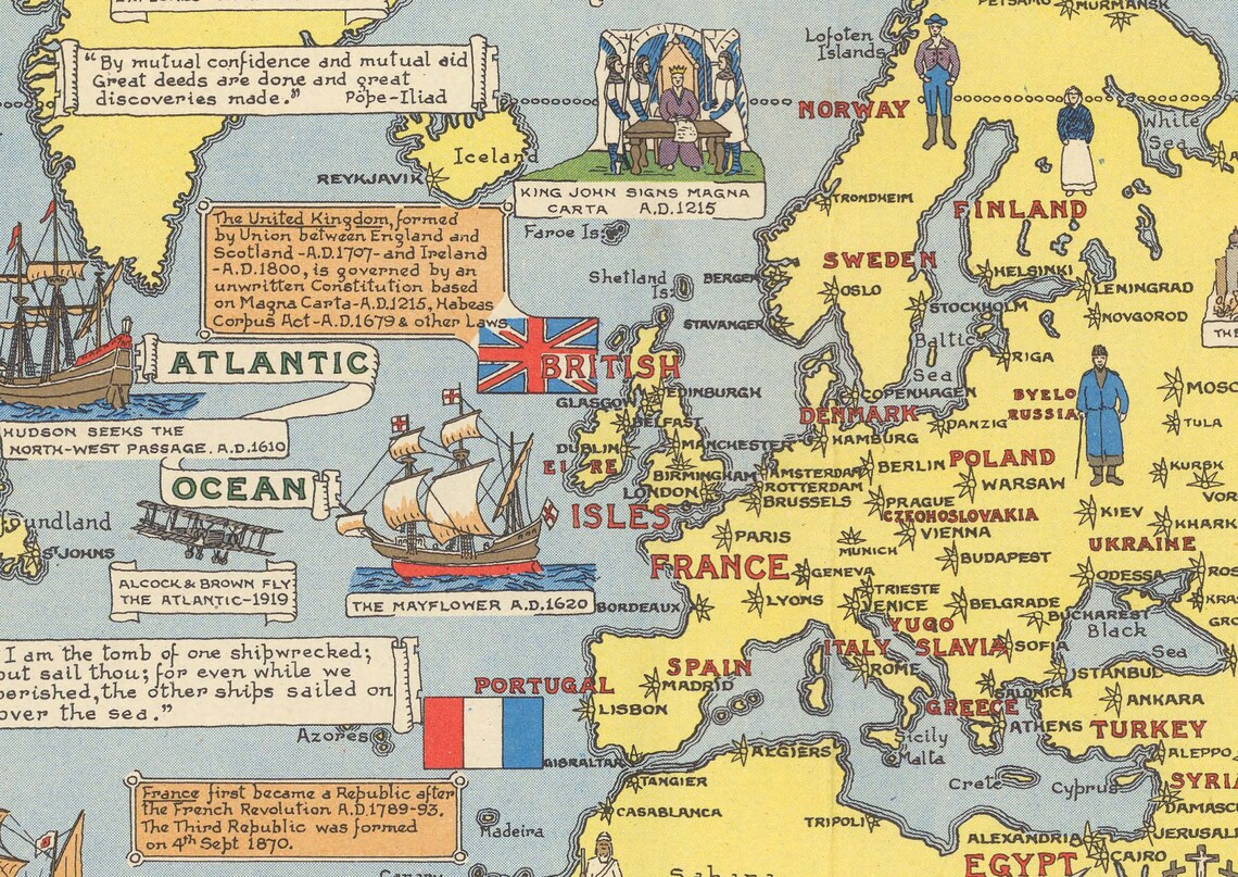 United Nations Map of the World Vintage Map Reproduction | Etsy UK