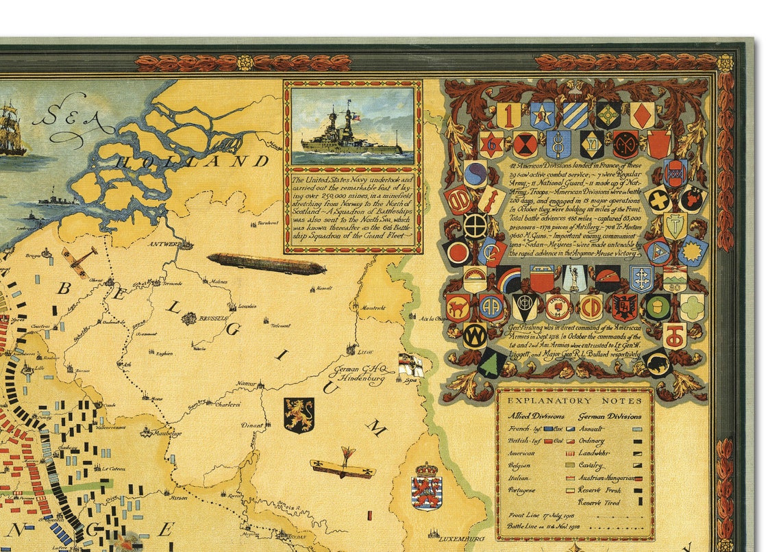 The Great War Map Historic WW1 War Poster Ernest Clegg | Etsy UK