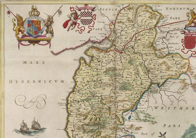 Ancient Cumbria Map | Cvmbria, Vulgo Cumberland| Old Antique Map of ...