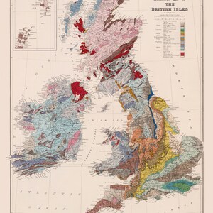 A Geological Map of the British Isles - Vintage Geology Print of the UK ...
