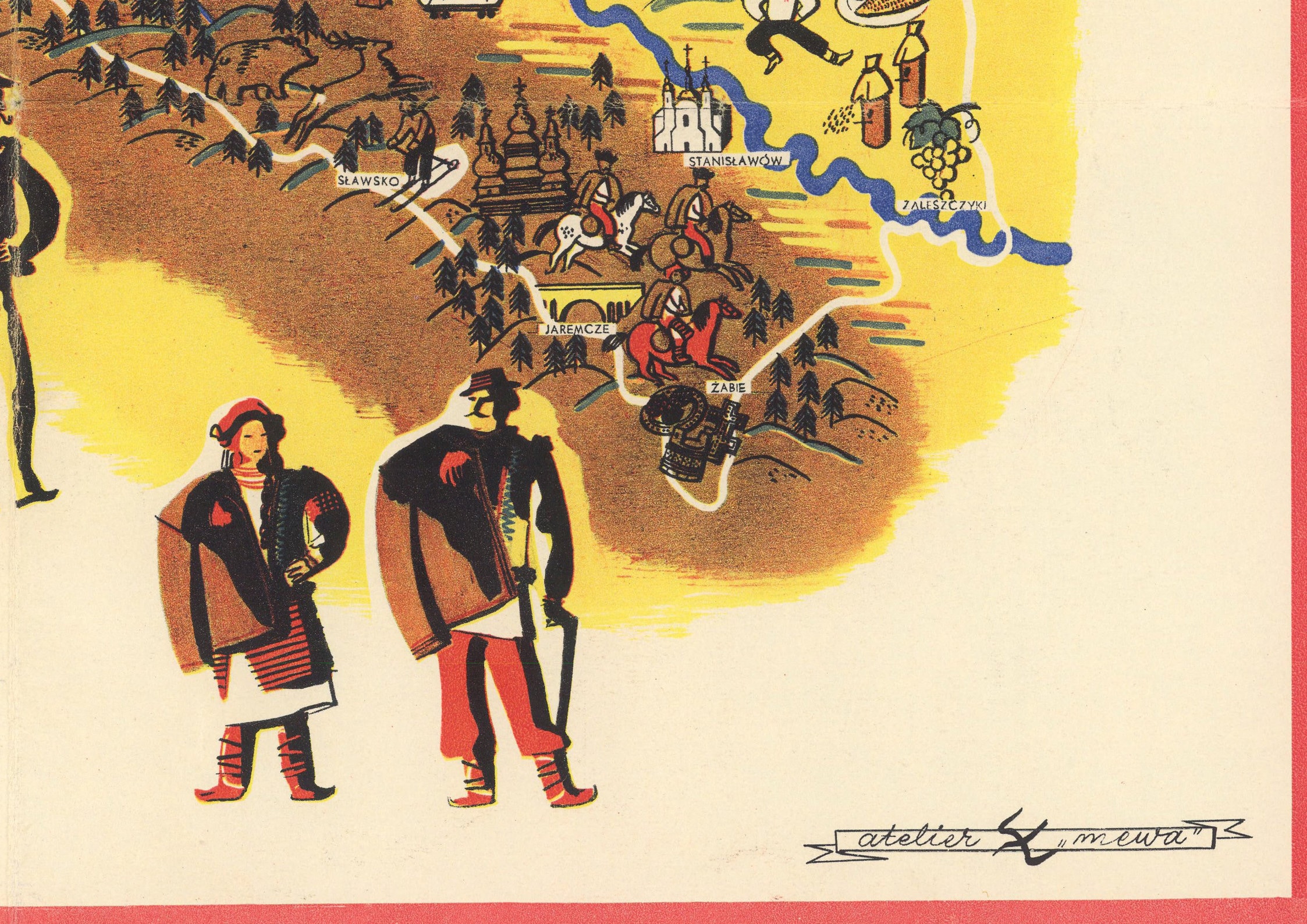 Old Pictorial Map of Poland Vintage Poland Print Polish | Etsy