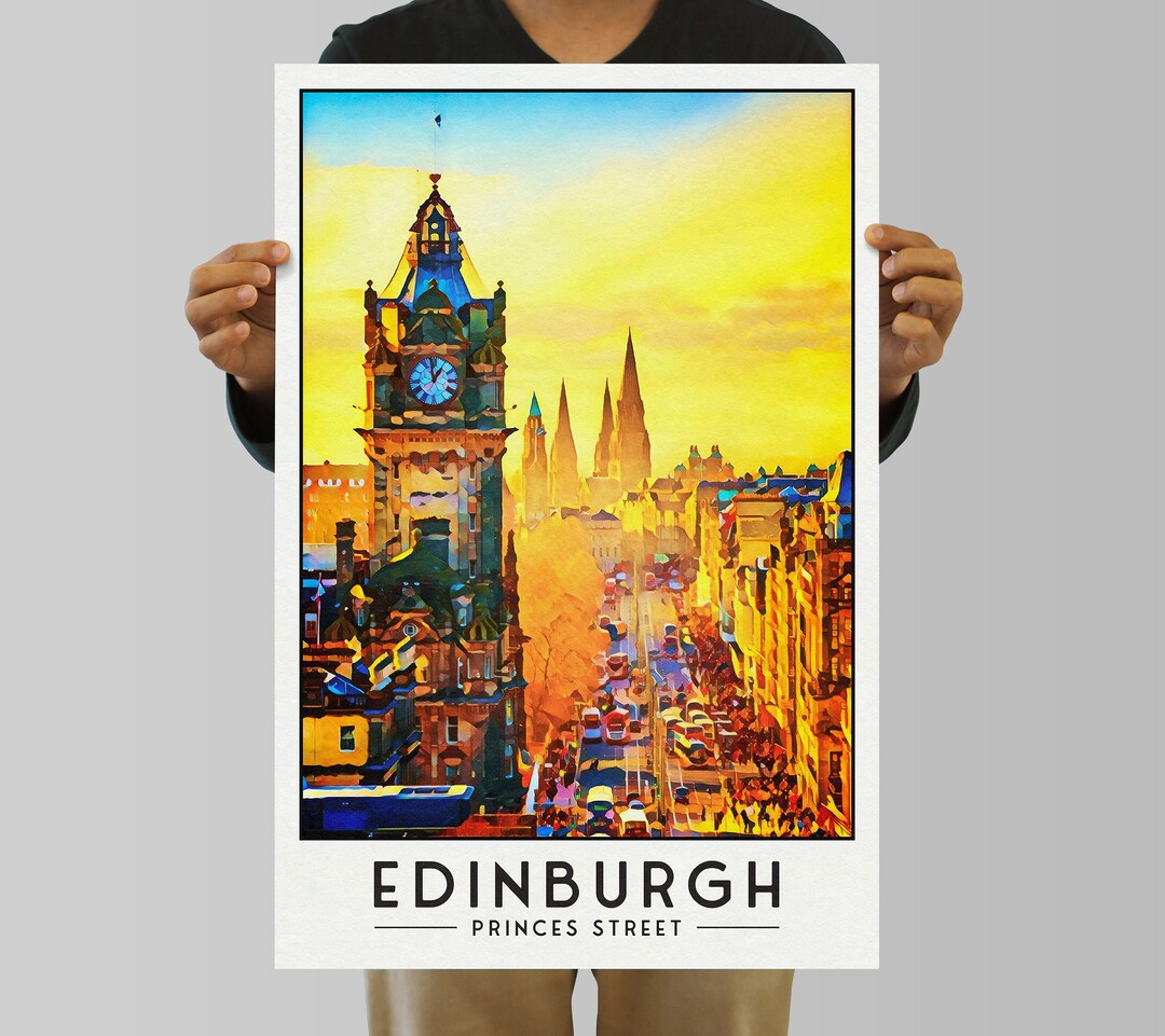 Edinburgh Princes Street Print, Edinburgh Poster, Balmoral Hotel ...
