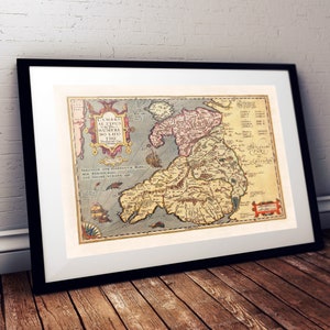 Old Map of the Wales, Cambriae Typus Auctore Humfredo Lhuydo ...