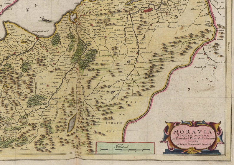 Moray Firth Map | Moravia Scotiae Provincia | Ancient Map by J. Blaeu ...