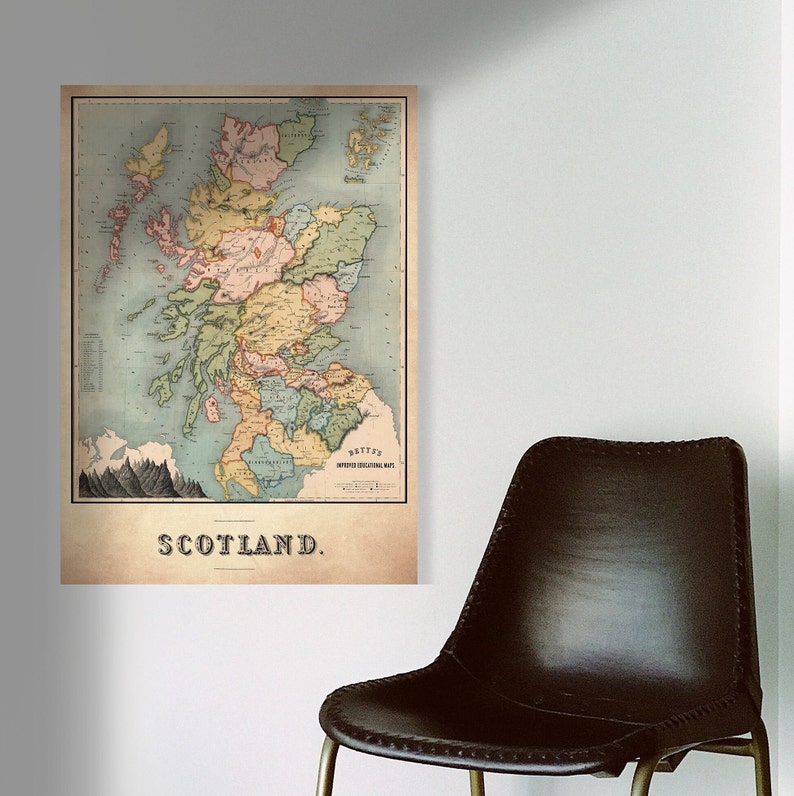 Historic Scottish Map 1852 Antique Wall Art Home Decor - Etsy
