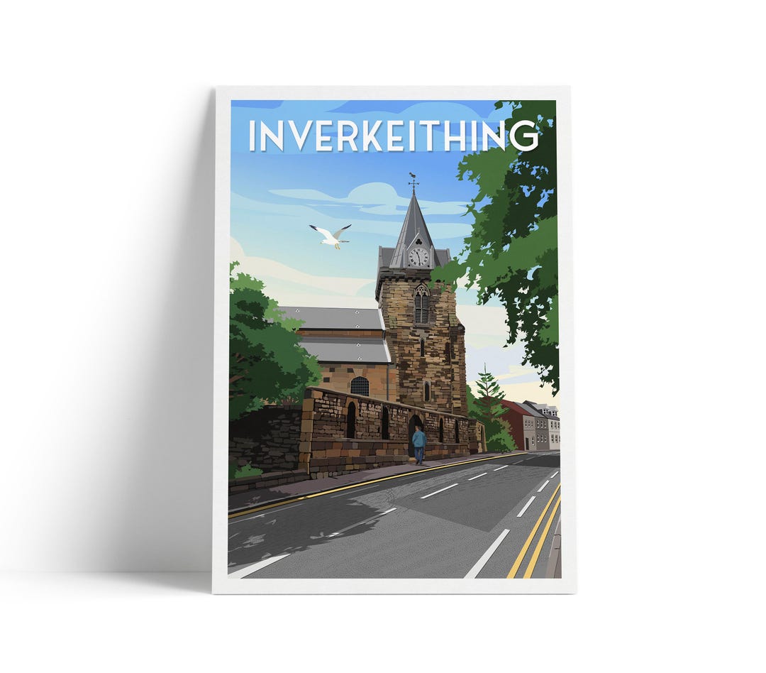 Inverkeithing Parish Church Travel Poster – Scottish Wall Art Print ...