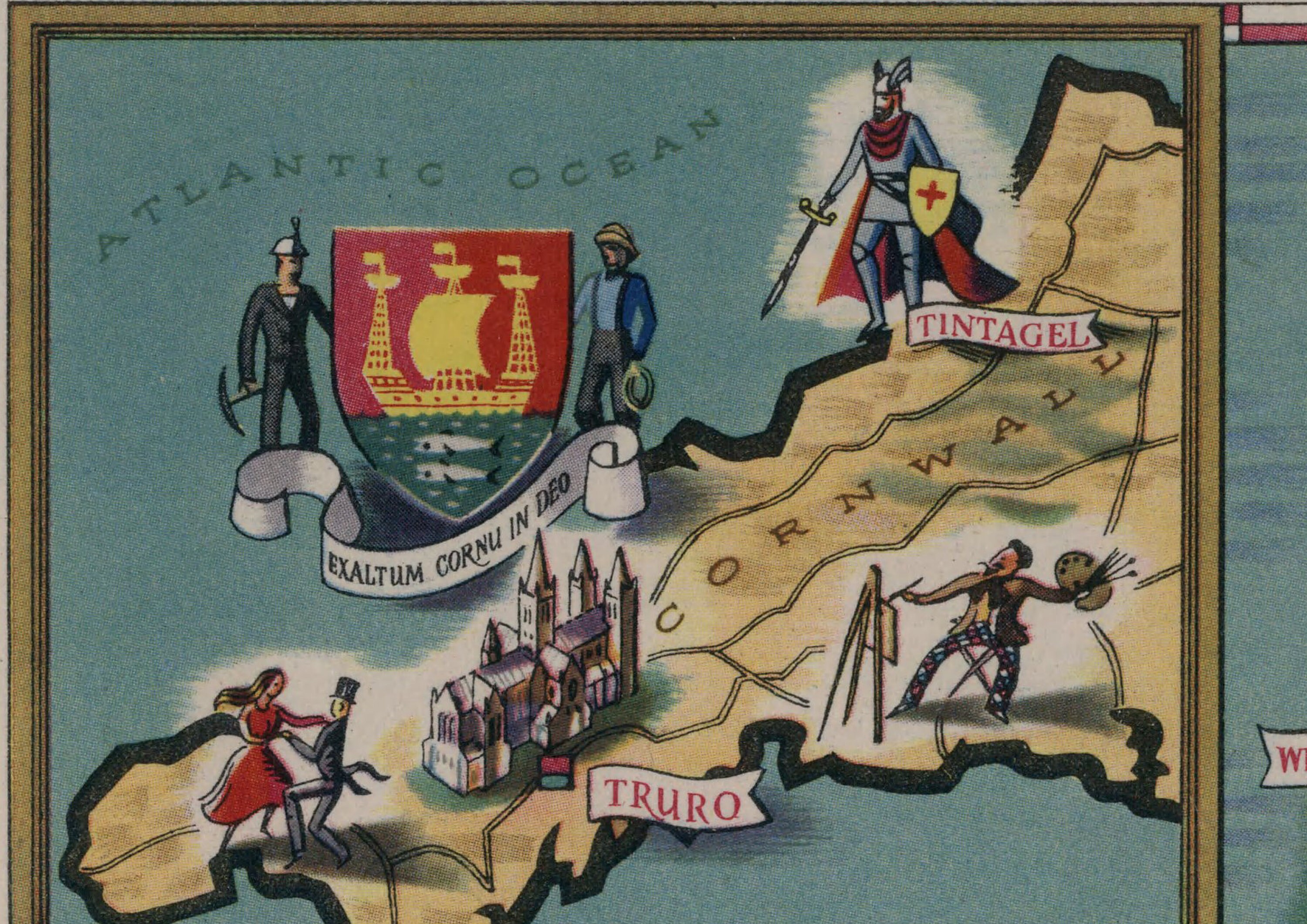 South West England Pictorial Map | A Dunlop Map of the West Country ...