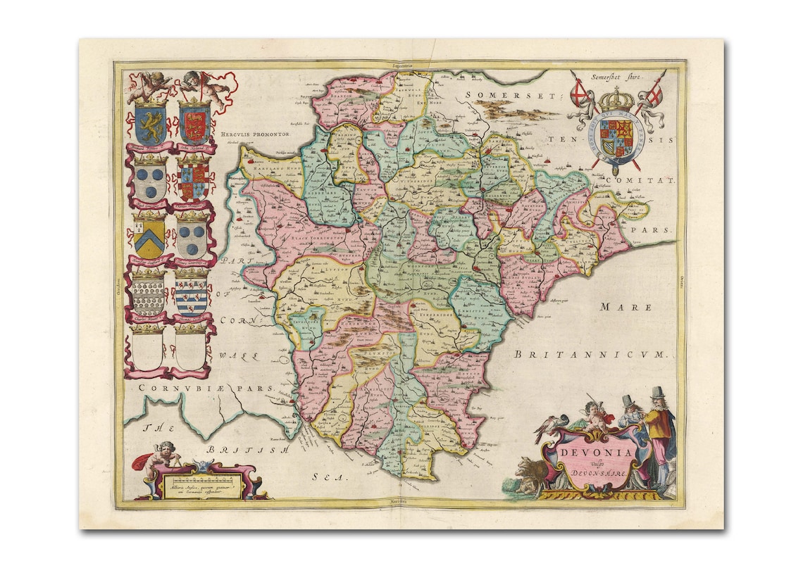 Old Devon Map Devonia Vulgo Devon-shire Ancient Map by J. - Etsy UK