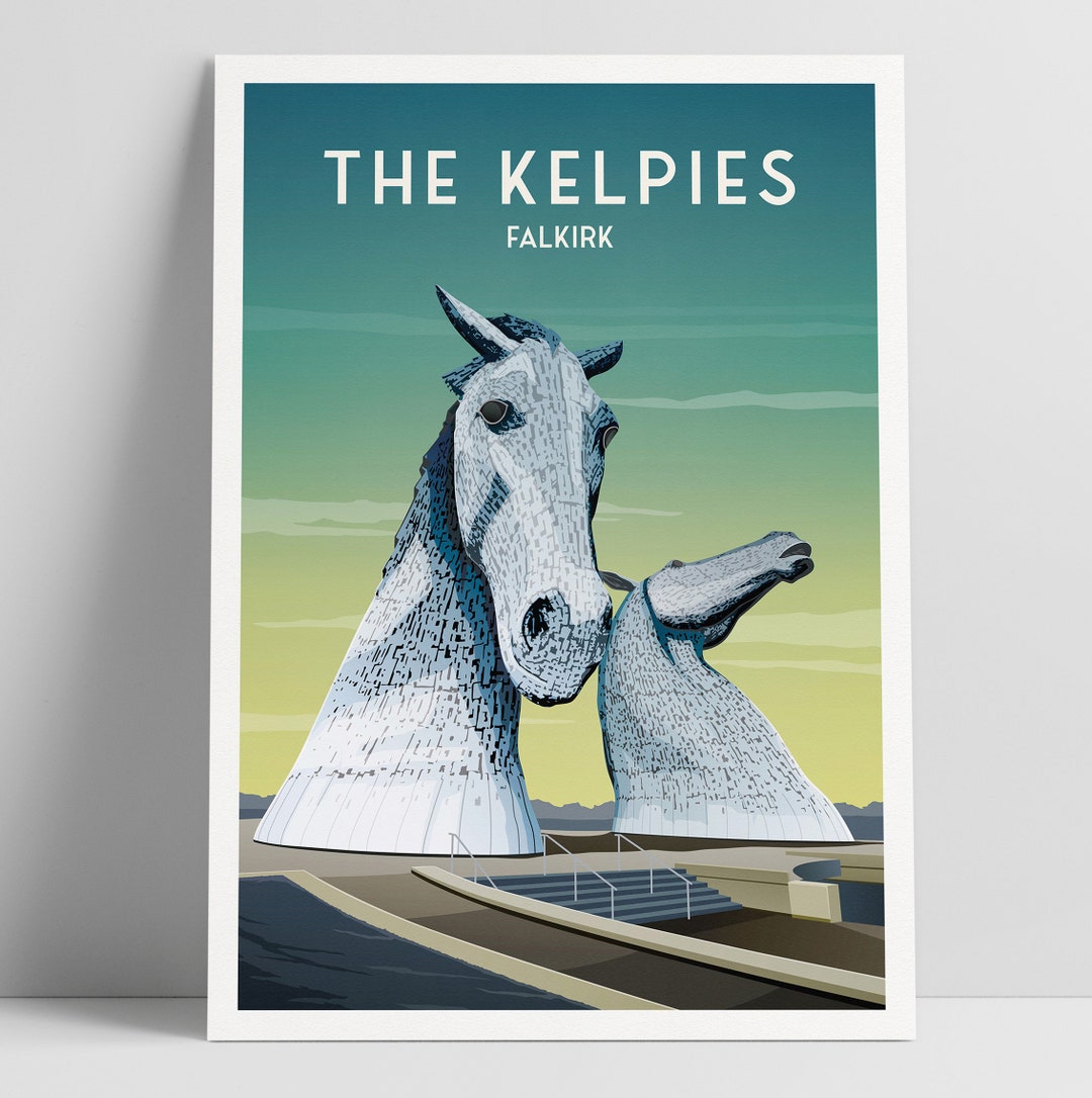 The Kelpies Print - Falkirk Travel Poster - Wall Art - Home Décor - the ...