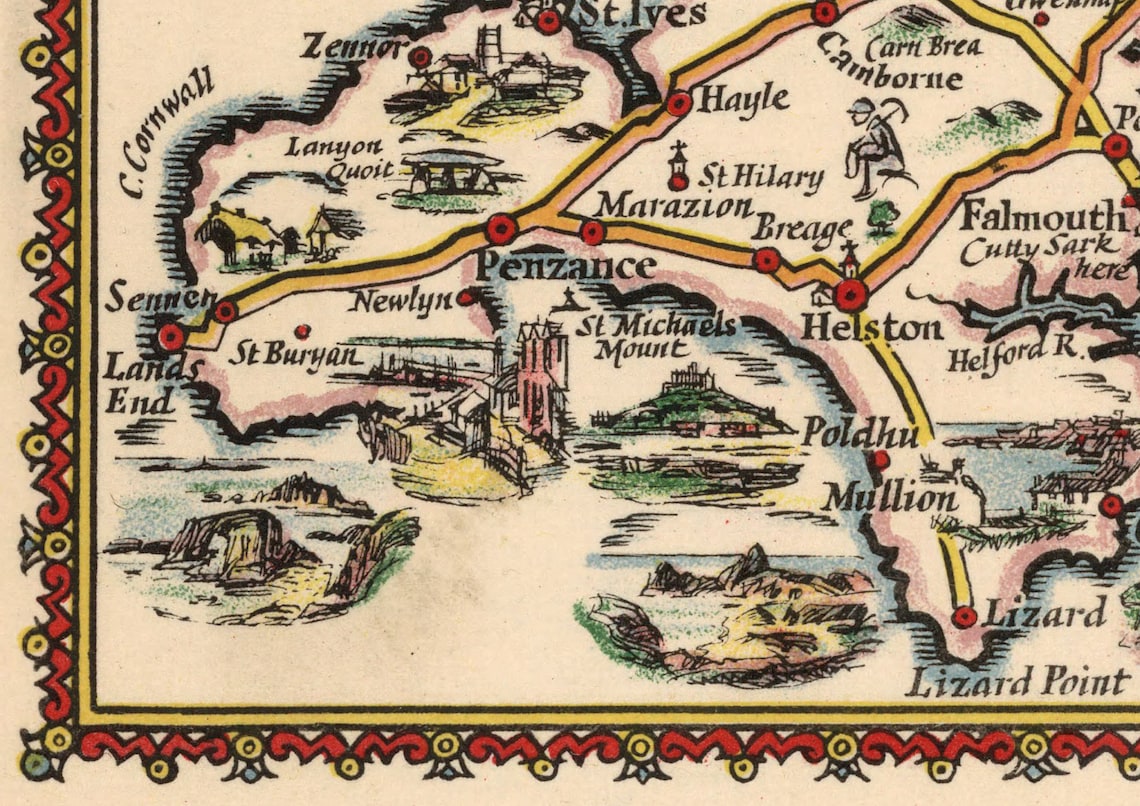 Pictorial Plan of the West Country. an Esso Map of the West - Etsy UK