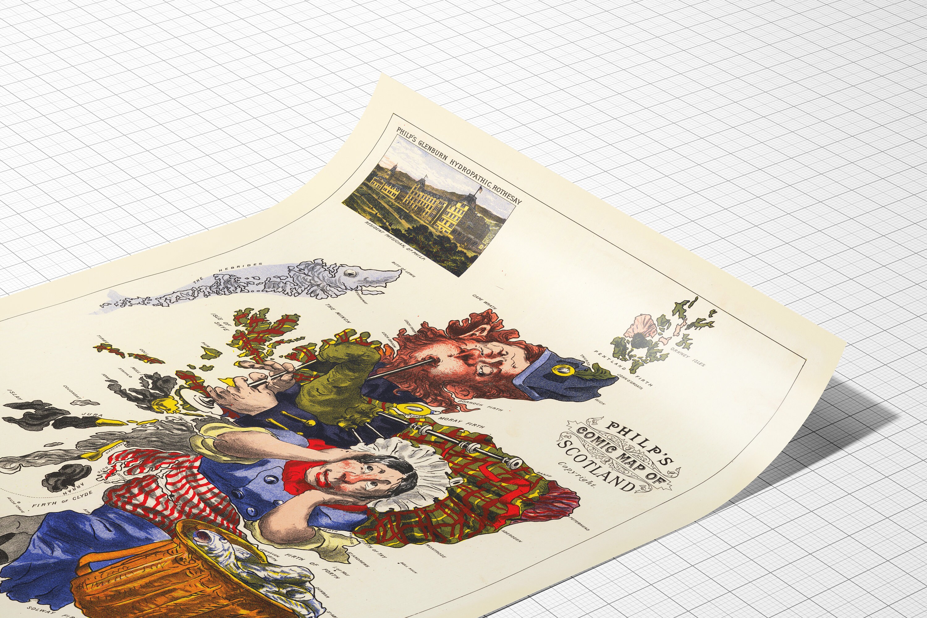 Comical Map of Scotland Philp's Comic Map of Scotland - Etsy UK