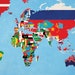 World Map of Flags - Country Map Poster - Educational Art - Kid's Room ...