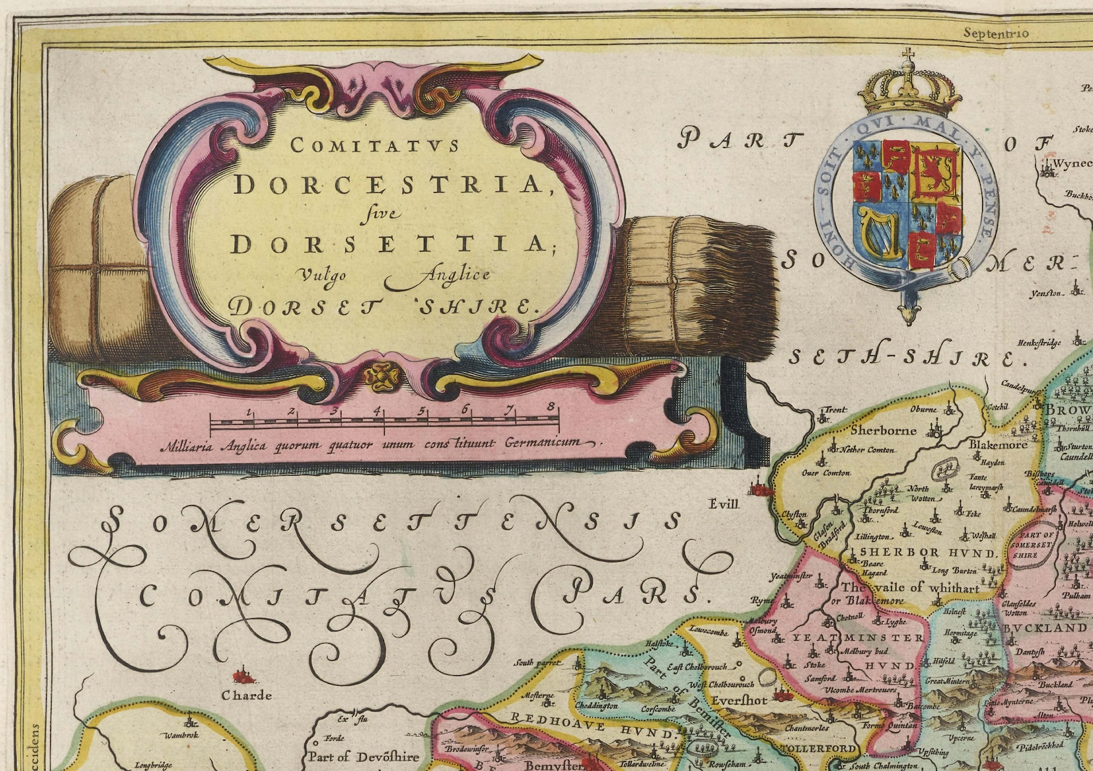 Ancient Dorset Map | Old Antique Map of Dorset |1665 |old Map Wall ...