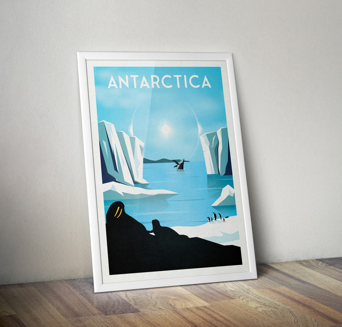 Antarctica Travel Poster Antarctica Travel Print Antartica | Etsy