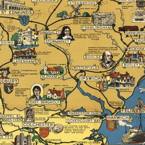 A Map of Essex, Suffolk and Hertfordshire | Vintage Poster Wall Art ...