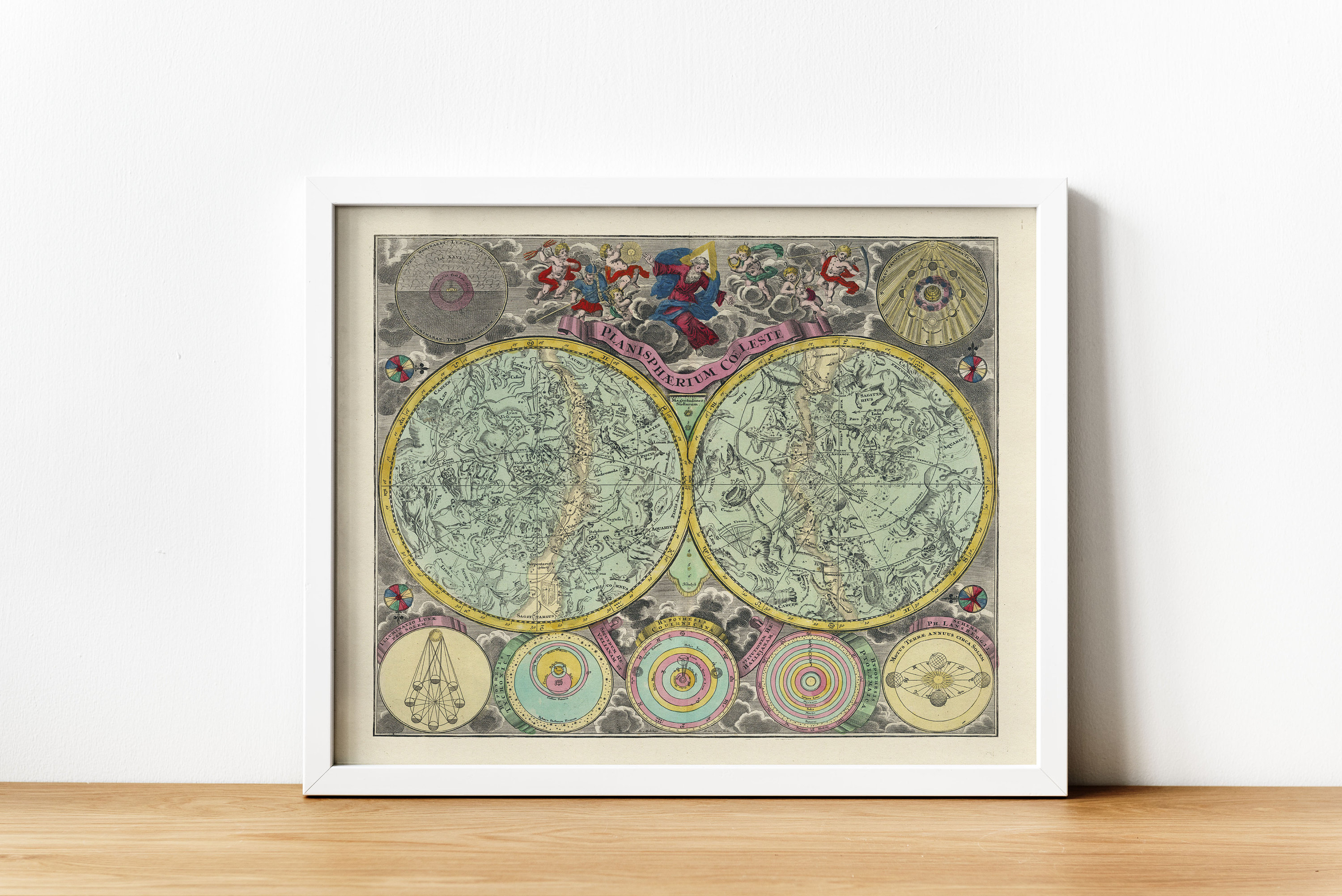 Planisphere Coeleste Map, Vintage 1730 Celestial World Antique Print ...