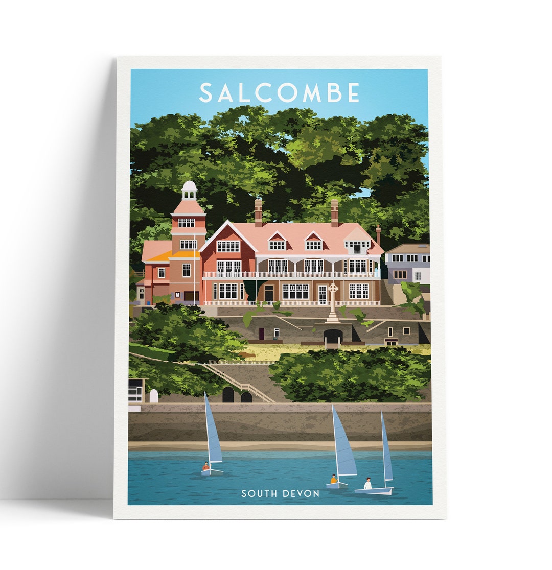 Salcombe Travel Poster: South Devon Coastline Art Print - Etsy