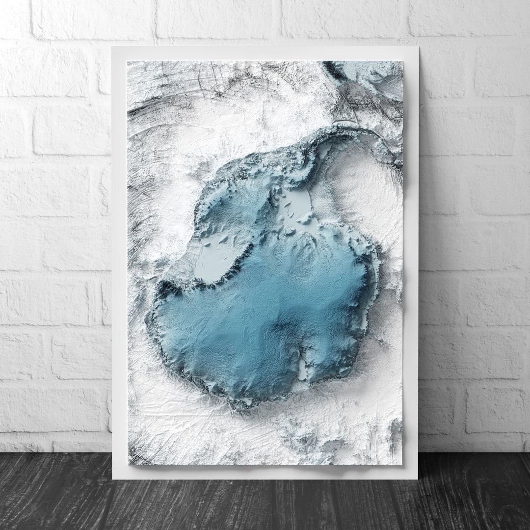 Antarctica Art Relief Map - 2D Bathymetric Print - South Pole Geology ...