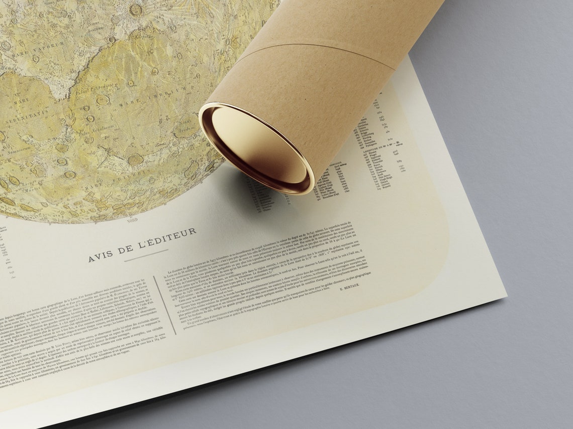 Moon Map Poster Illustrated Print Showing Craters Lunar Map - Etsy UK