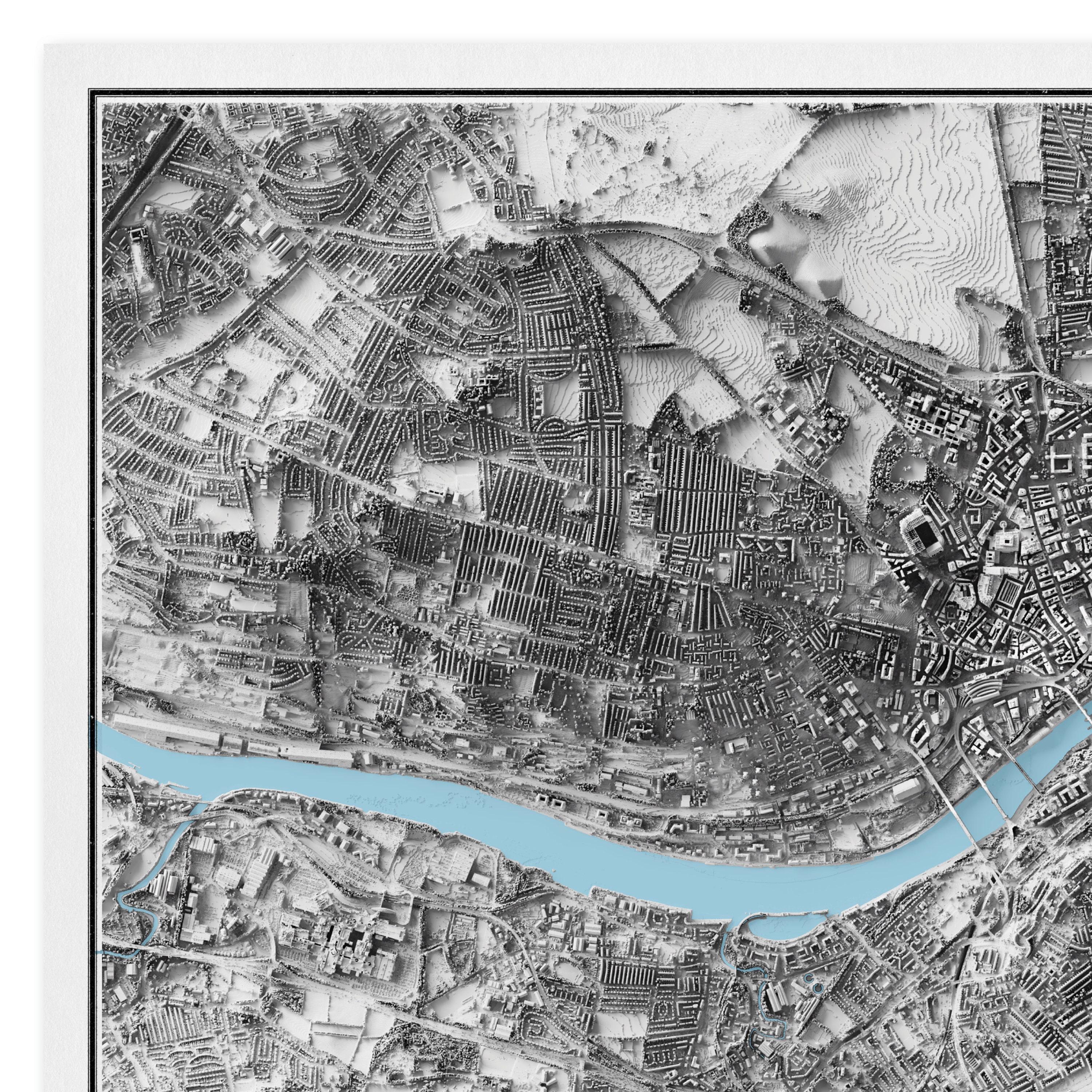 Newcastle, England - Shaded Relief Map - Detailed Topography ...