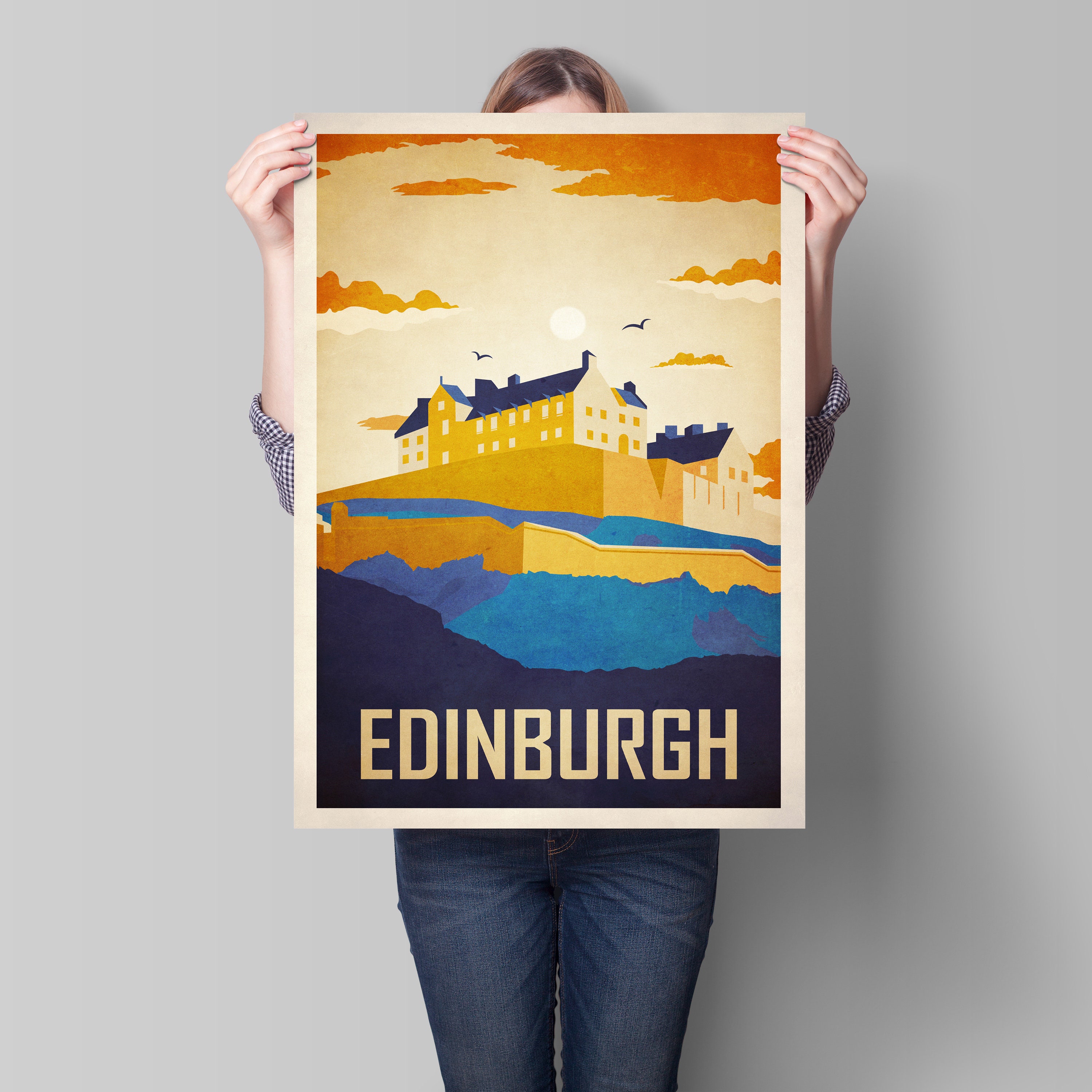 Edinburgh Castle Poster Illustrated Print of Edinburgh | Etsy UK