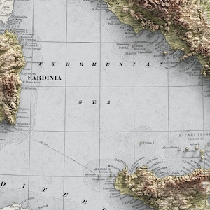 Italy Map - 1894 Vintage Italy Shaded Relief Map - Lombardy - Emilia ...