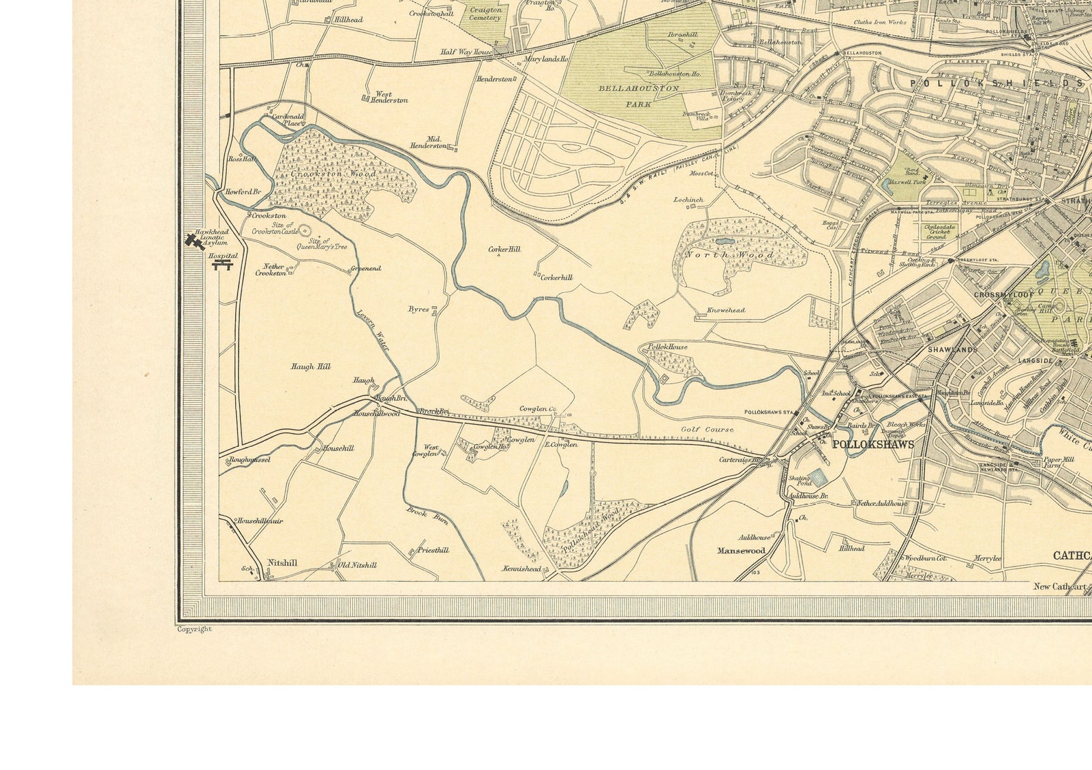 Old Map of Glasgow Scotland 1912 Vintage Poster Wall Art - Etsy UK