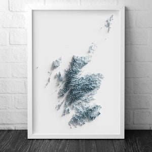 Scotland Art Relief Map 2D Black and White Print Scottish Geology 2D ...