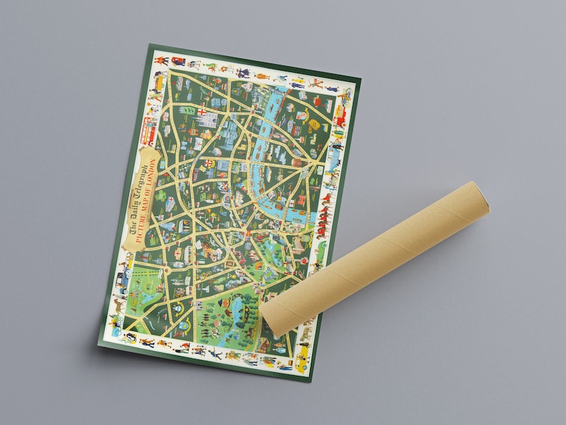 Old Pictorial Map of London the Daily Telegraph Picture Map | Etsy