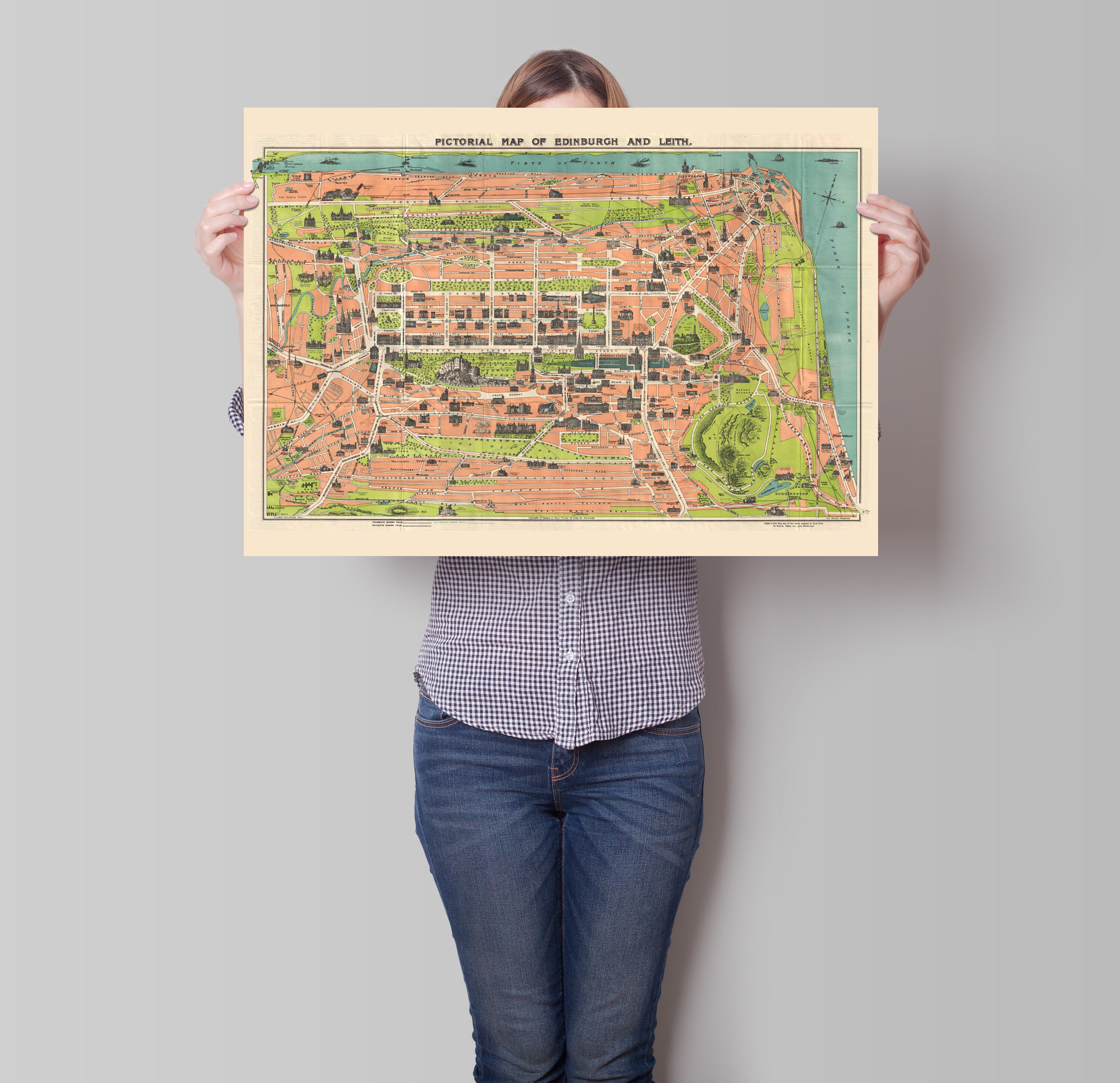 Edinburgh and Leith Vintage Map Pictorial Map of - Etsy UK