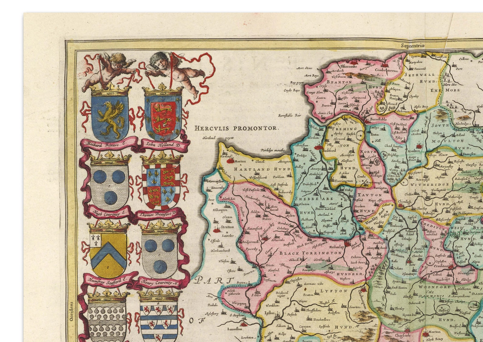 Old Devon Map | Devonia Vulgo Devon-shire | Ancient Map by J. Blaeu ...