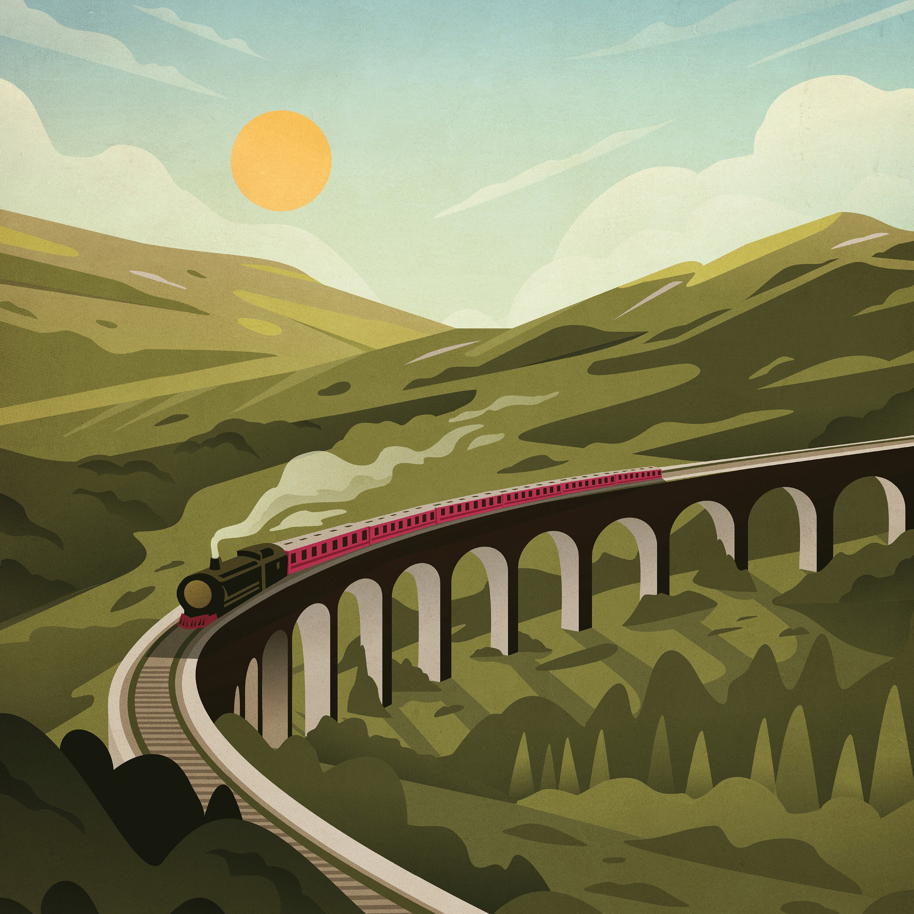 Glenfinnan Viaduct Poster, Railway Bridge Poster Vintage Jacobite Steam ...