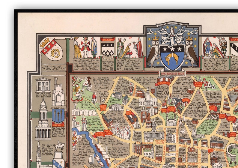 Leeds Map Historical Pictorial Map : Leeds From A.D. 1626 | Etsy