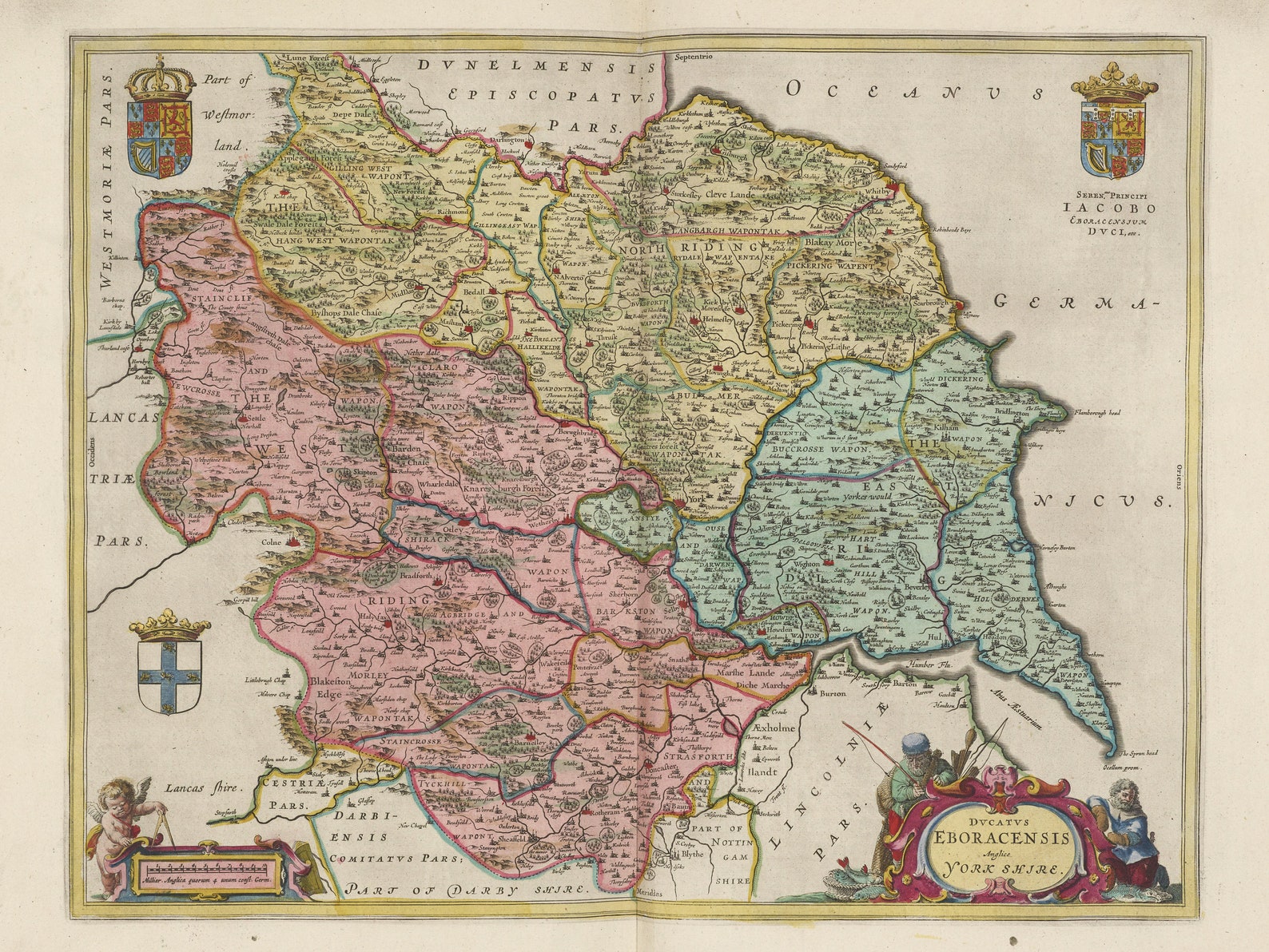 Old Yorkshire Map | Dvcatvs Eboracensis | Old Antique Map | 1665 ...