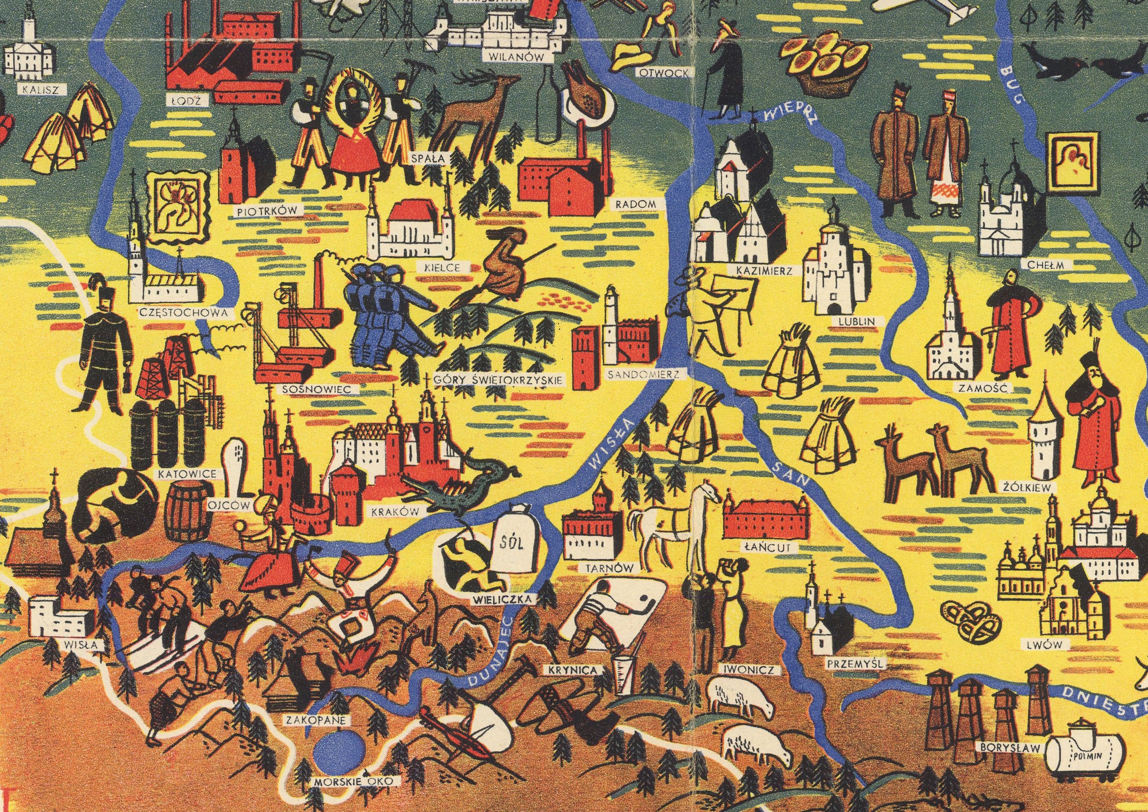 Old Pictorial Map of Poland vintage Poland Print Polish - Etsy