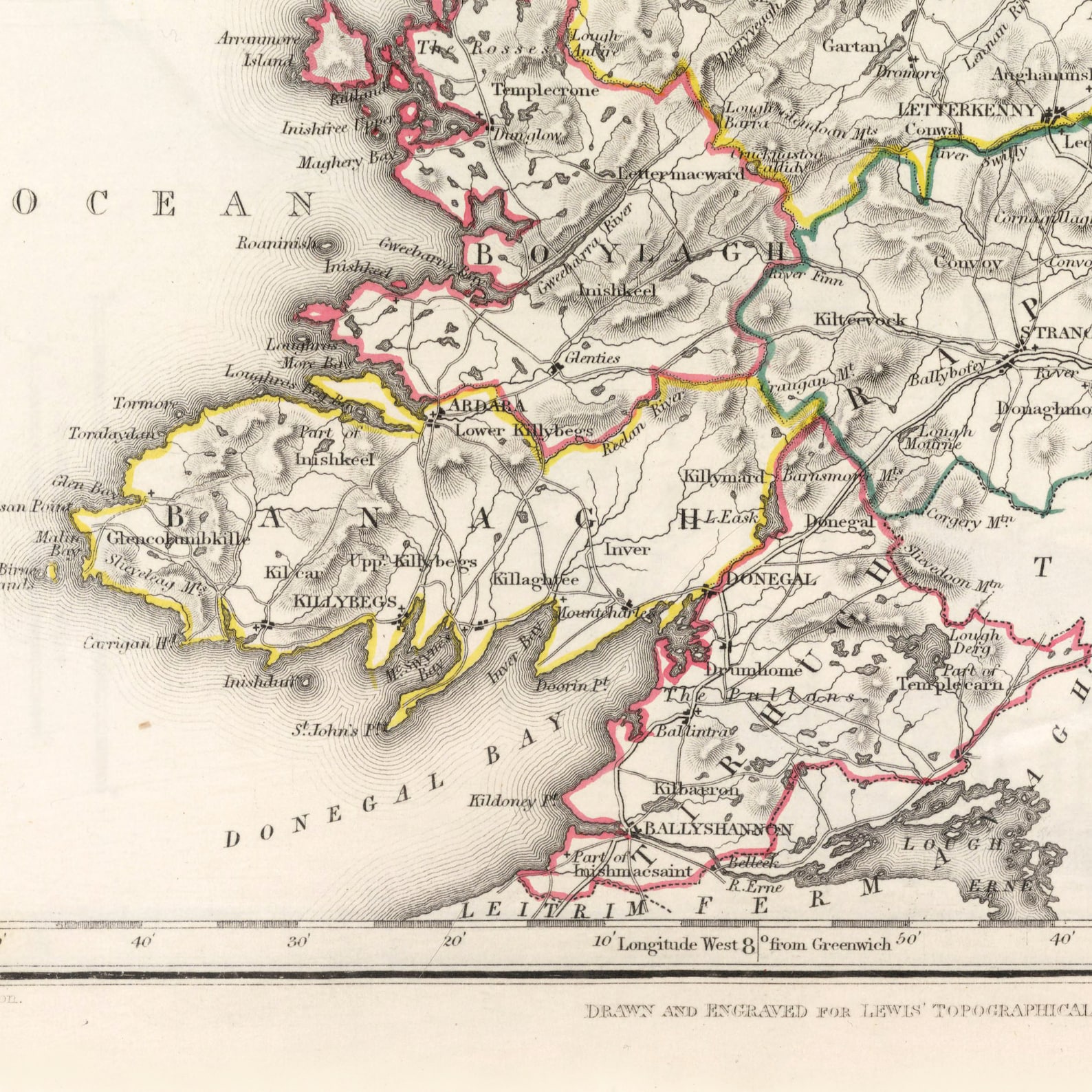 Donegal Map Old Vintage Irish Print Donegal County Banagh - Etsy UK