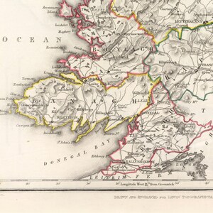 Donegal Map, Old Vintage Irish Print, Donegal County - Banagh - Tirhugh ...