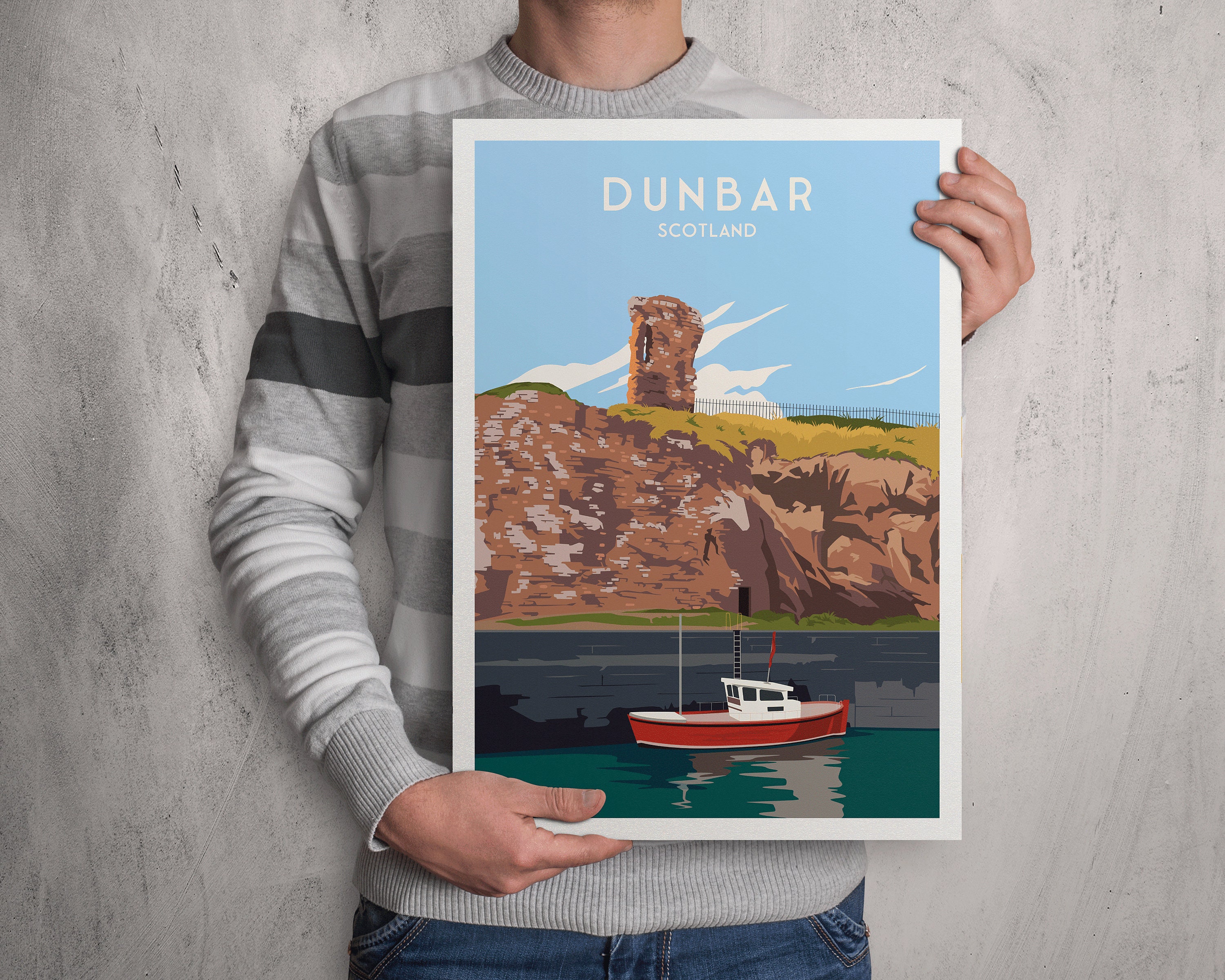 Dunbar Print - Travel Poster - Firth of Forth - Dunbar Harbour ...