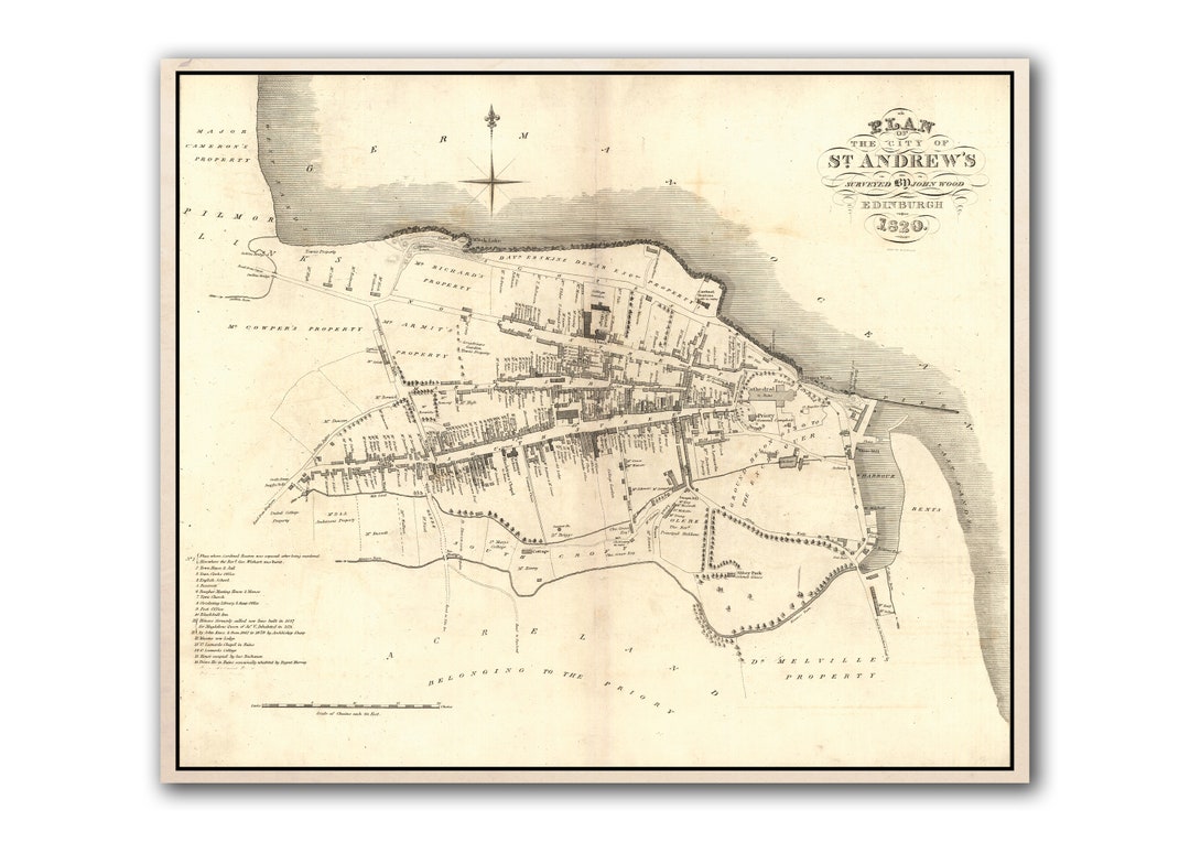 Old Map of St. Andrews | Ancient Scottish Map | Fine Art Print ...