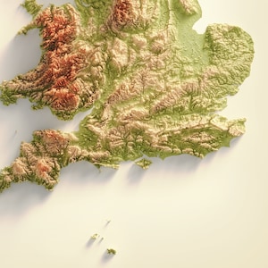 British Isles Art Relief Map - 2D Print - British Islands Geology - 2D ...